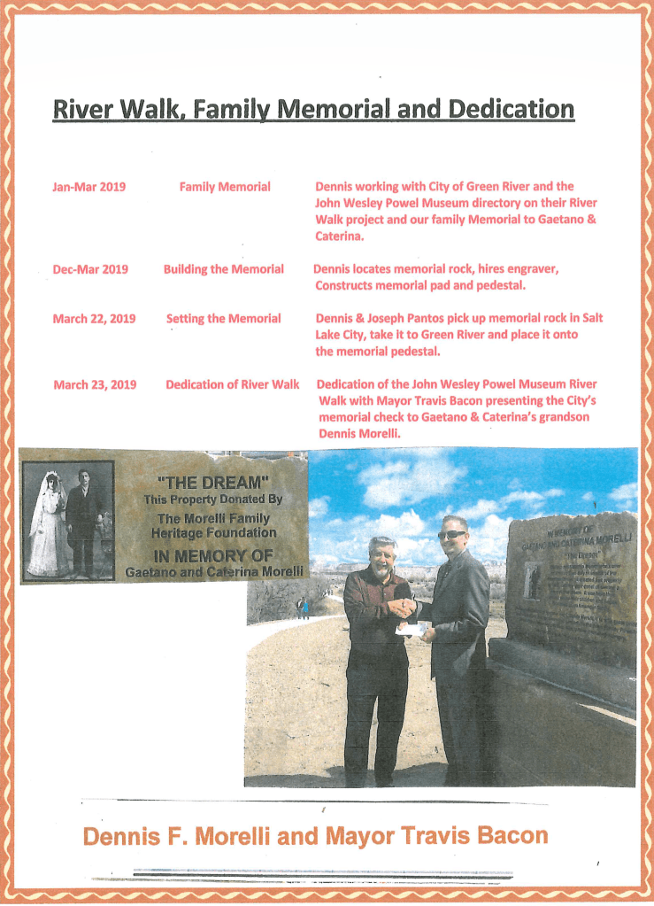 Green River History Time-Line – Gaetano and Caterina Morelli Family